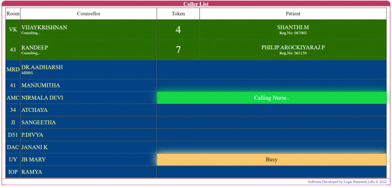 Token Display & Queue Management System - Logic Research Labs